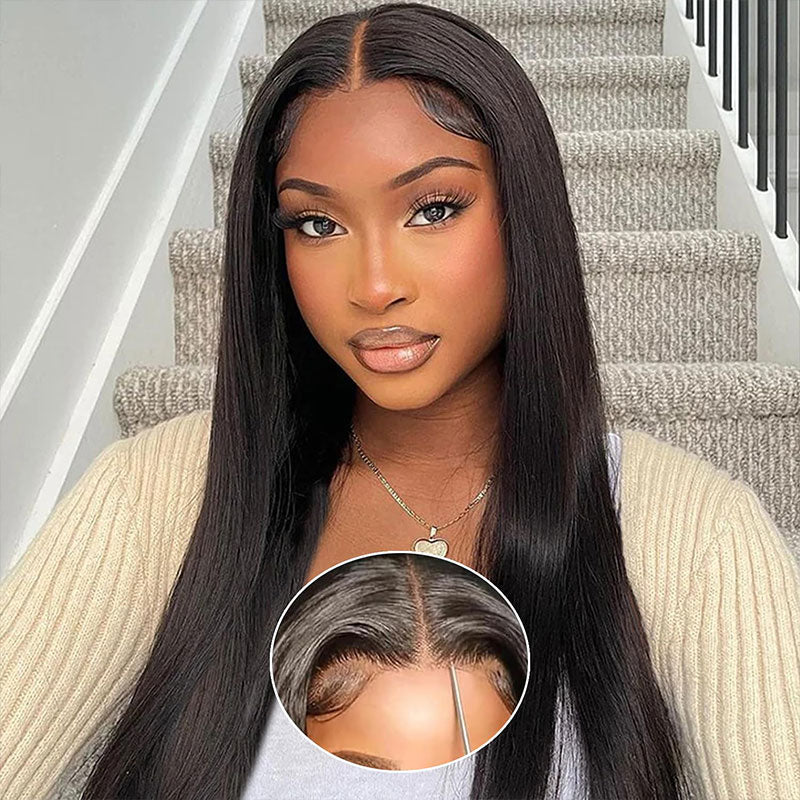 ZSF Upgrade 7*5 Glueless Pre-bleached Knots HD Lace Closure Wig Straig ...