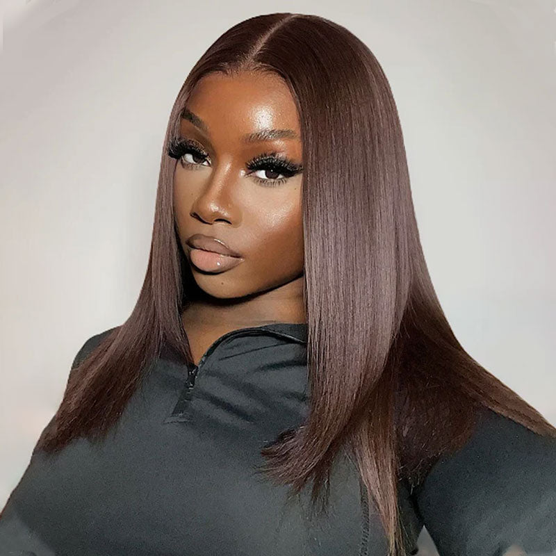 (Ready to Ship) ZSF Trendy Mocha Mousse Brown Straight Lace Wig Natura ...