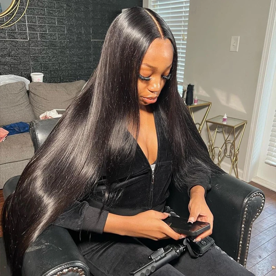 ZSF Hair Transparent Lace Closure Wig Straight Virgin Hair Unprocessed ...