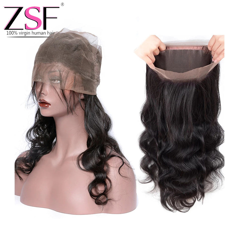 ZSF Hair 8A Grade Lace Frontal Body Wave 360 Lace Frontal Free Part 1p ...